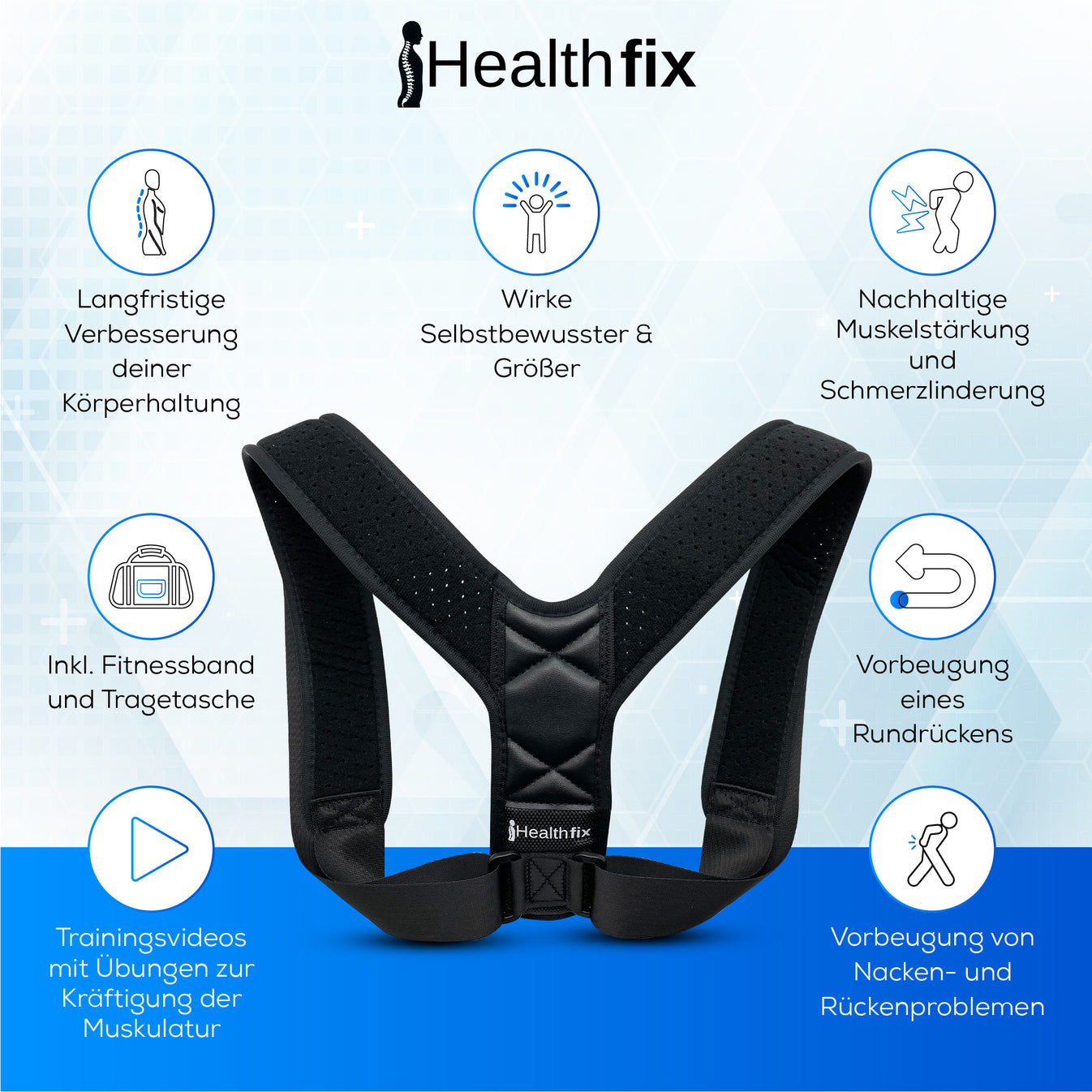 Healthfix® POSTUREFIX Haltungstrainer | Rücken Geradehalter & Körperhaltung verbessern